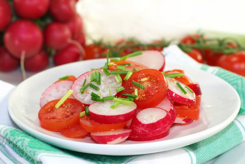 Radish and tomato salad stock image. Image of tomatoes - 17426947
