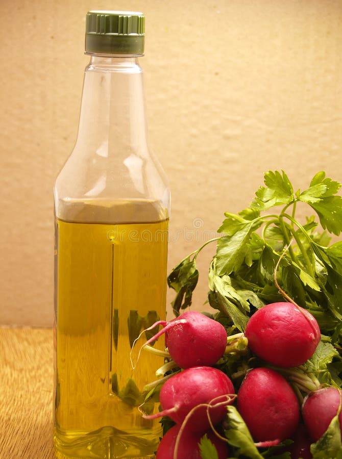 Radishes and oil stock image. Image of meal, food, vitamins - 7241307