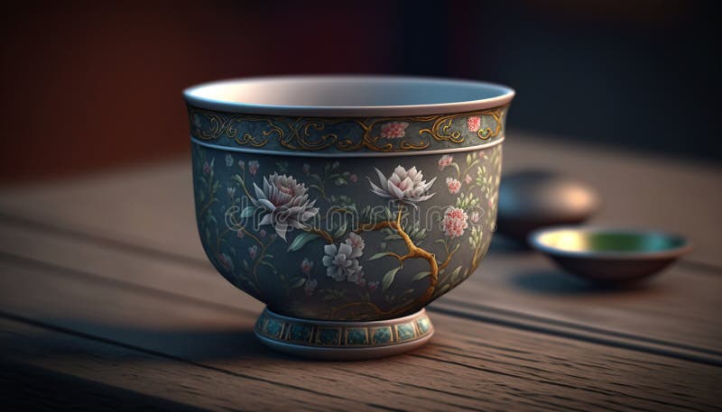 Raditional Chinese Tea Cup Setting with Decorative Elements Stock ...