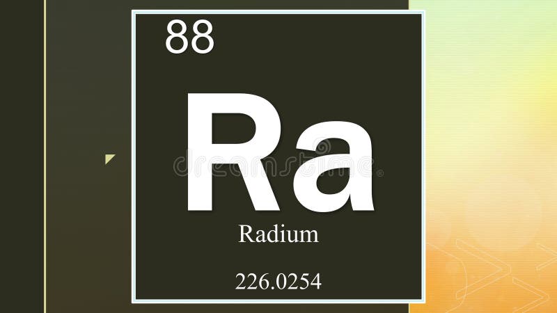 Radium Chemical Element Symbol on Black Yellow Solid and Gradient ...