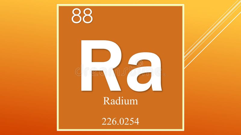 Radium Chemical Element Symbol on Orange Abstract Background Stock ...