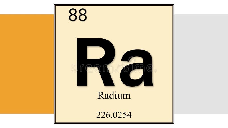 Radium Chemical Element Symbol on Orange Gray Colored Solid Background ...