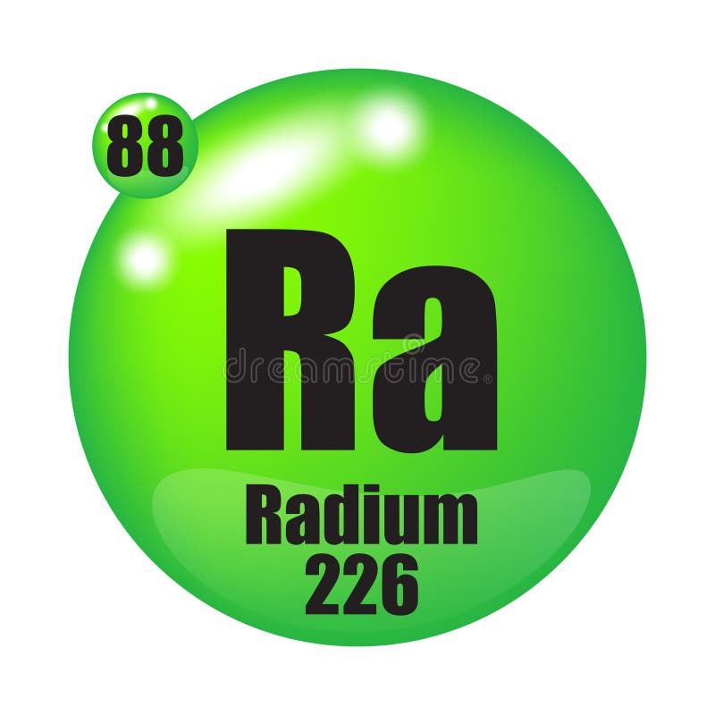 Radium Icon. Ra Chemical Element. Atomic Number 88. Mass 226. Green ...