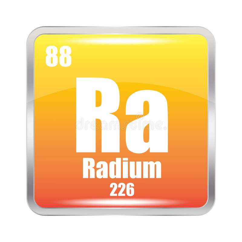Radium Icon. Ra Chemical Element. Atomic Number 88. Mass 226. Yellow ...