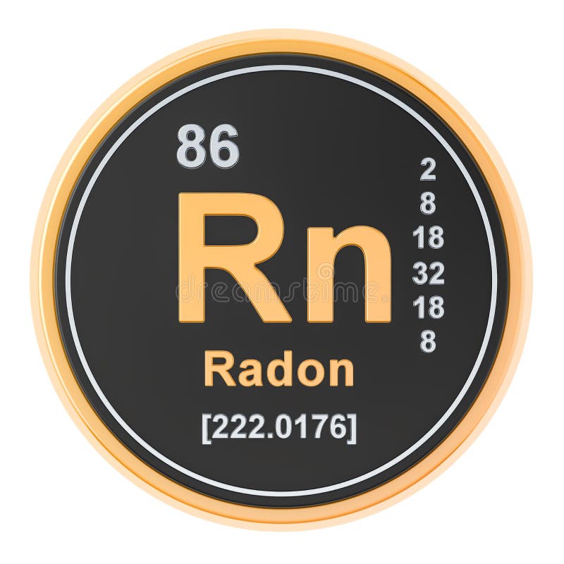 Radon Rn, Chemical Element Sign. 3D Rendering Stock Illustration ...