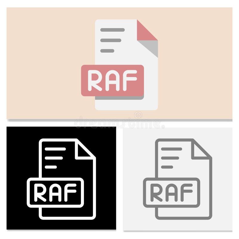 Raf Document File Format. Set of Flat File Format Icons with Various ...