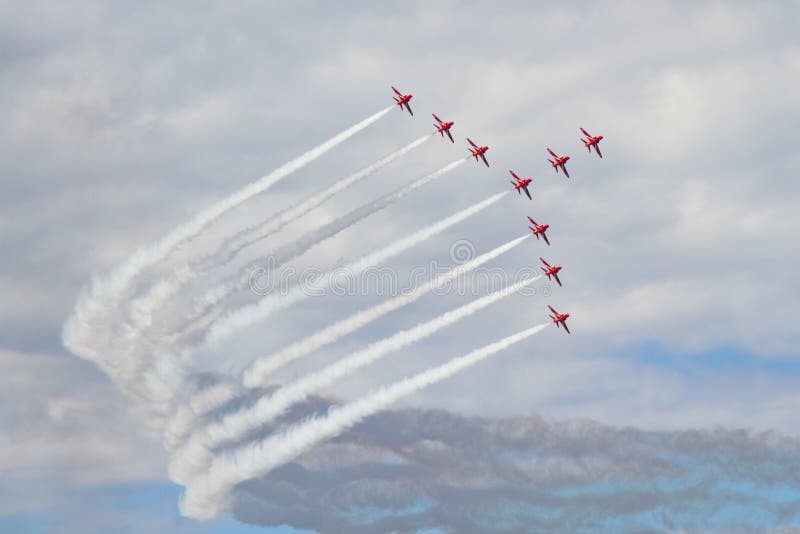 RAF Red Arrow Display editorial photo. Image of perform - 186384386