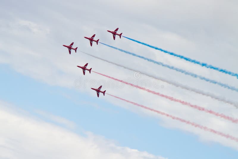 RAF Red Arrow Display editorial stock photo. Image of editorial - 186388183