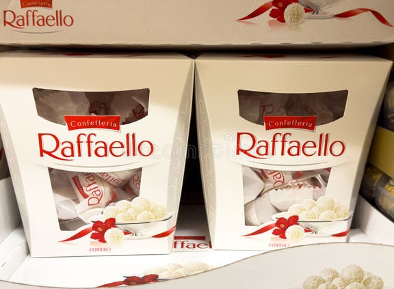 Raffaello Candy Boxes Displayed on Shelf in Grocery Store Editorial ...