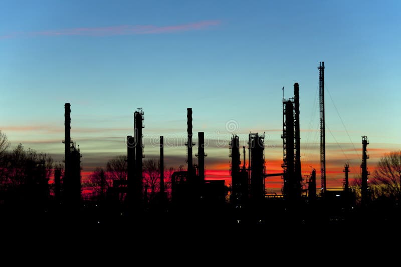 Oil Refinery Sunset stock image. Image of environment - 4286857