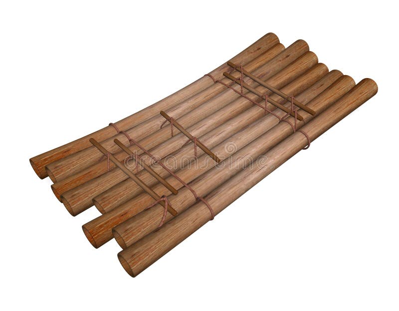 Wooden Raft with Sail, Color Isolated Vector Illustration in Cartoon ...