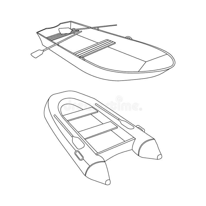 Set of Flat Boat Icon. Cartoon, Outline, Silhouette Vector Illus Stock ...