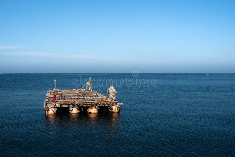 Raft Floating on the Beautiful Blue Water. Stock Photo - Image of ...