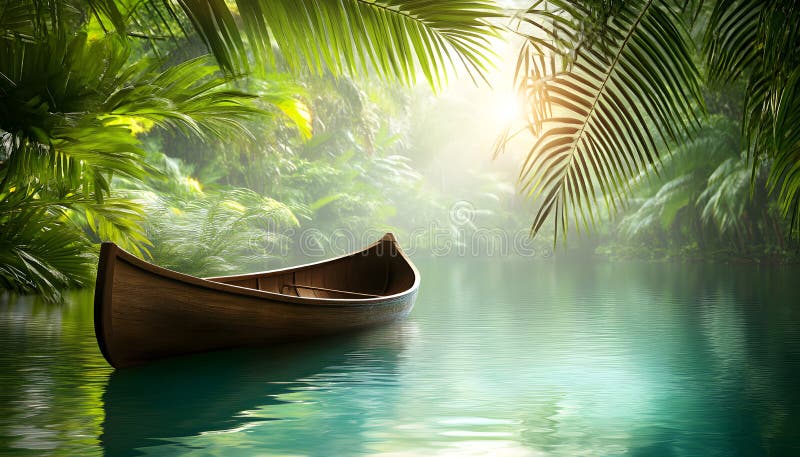A Raft Floating Down a Wild Jungle River Stock Photo - Image of trees ...