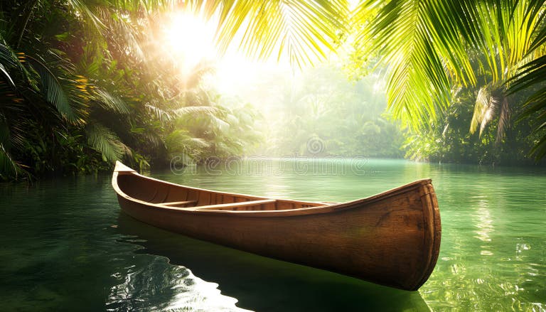 A Raft Floating Down a Wild Jungle River Stock Image - Image of wild ...
