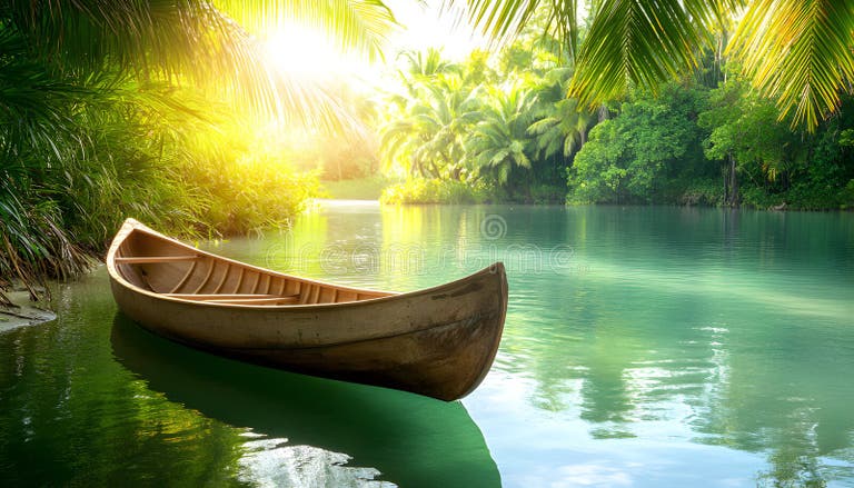 A Raft Floating Down a Wild Jungle River Stock Photo - Image of stream ...