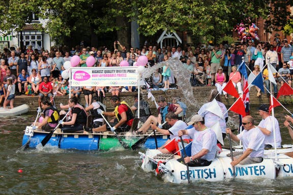 Raft races on the river editorial stock photo. Image of happy - 25951128