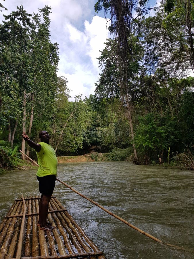 Raft on the River, Man and a Lot of Trees Editorial Stock Image - Image ...