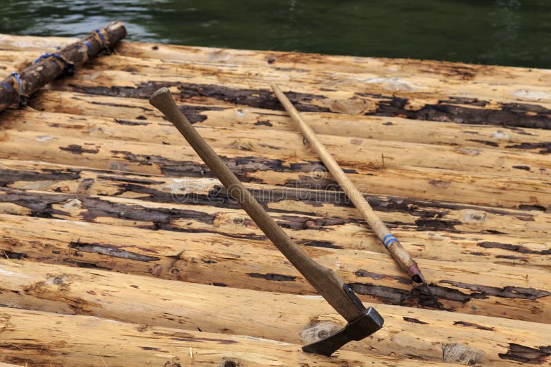 Raft stock photo. Image of swimms, boat, bark, bole, work - 58447744
