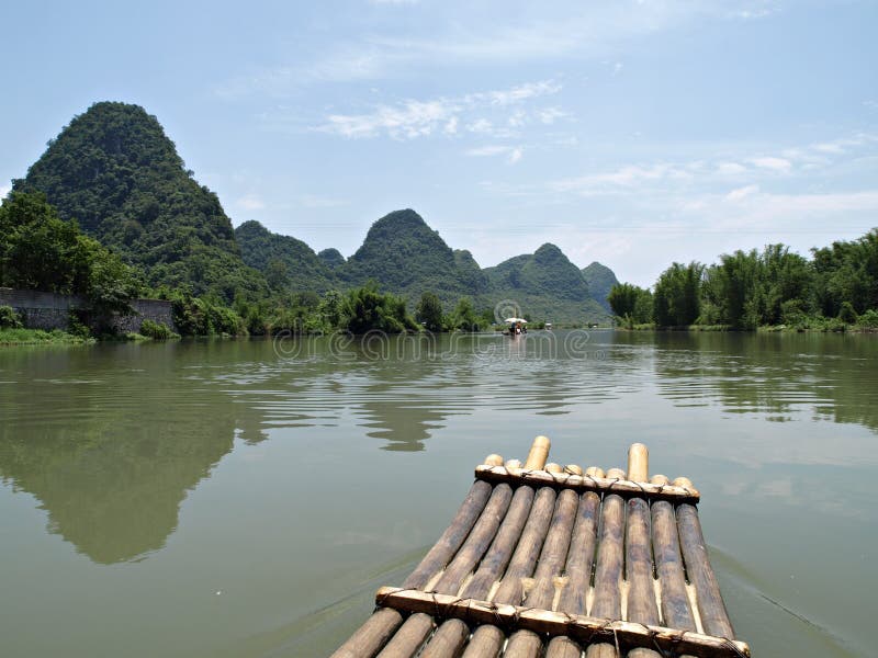 Raft on Yu Long River from YangShuo Guilin Stock Photo - Image of ...