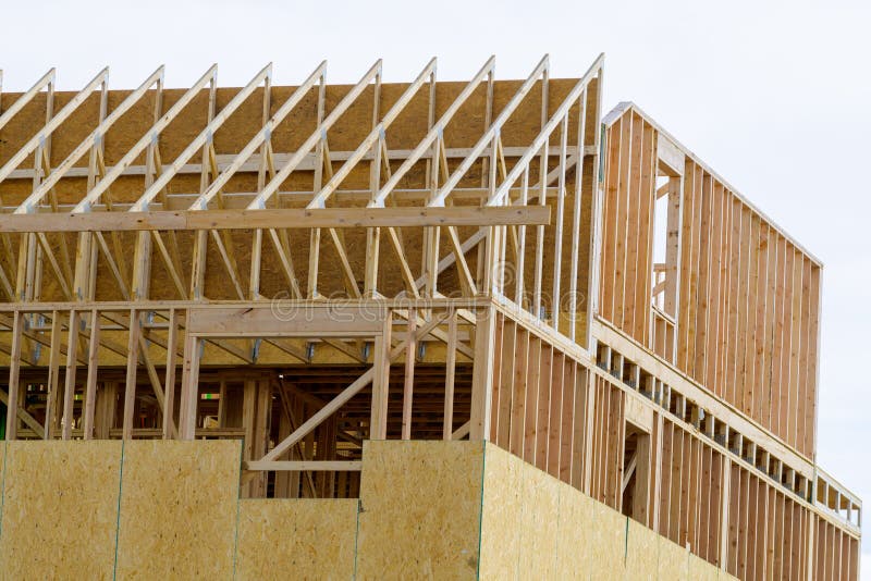 Rafters and Frame Plywood House Stock Image - Image of townhouse ...
