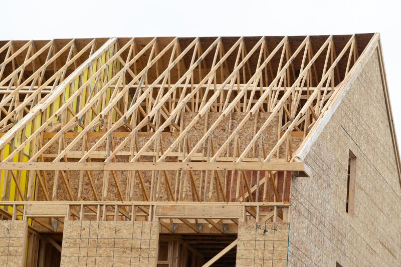 Rafters of a New House Under Construction Roof Stock Photo - Image of ...