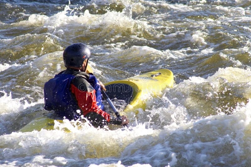Banner Whitewater Kayaking, Extreme Sport Rafting. Guy in Kayak Sails ...