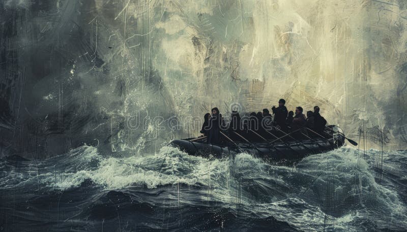 Rafting Adventure through Stormy Seas with a Group of Explorers during ...