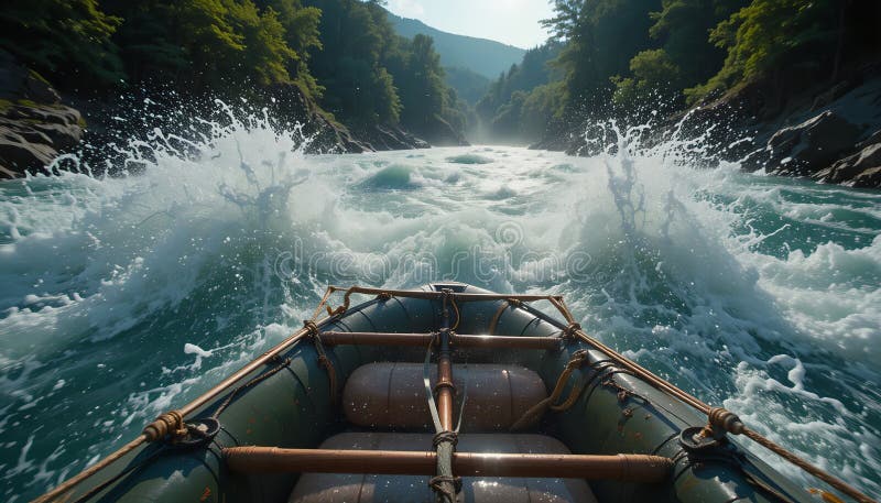 Rafting Adventure on Whitewater River with Forest Scenery and Water ...