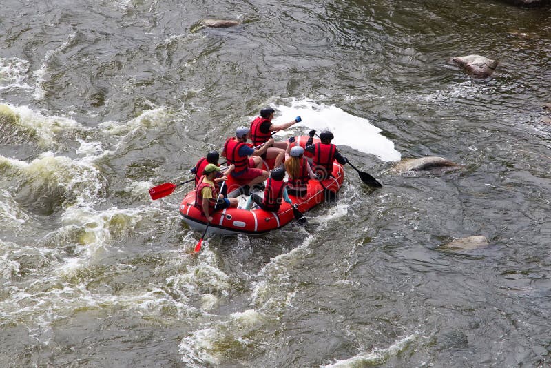 Rafting Boat on the Fast Mountain River. Southern Bug. Ukraine ...