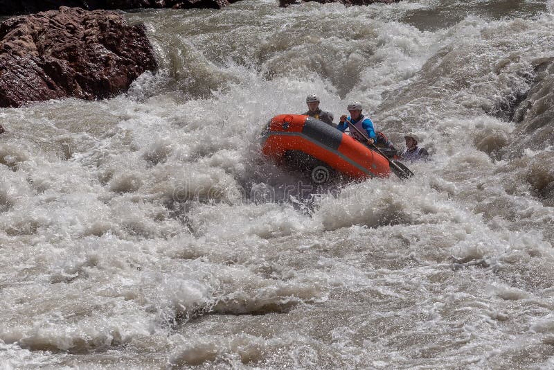 Rafting, Brave and Courageous People Conquer Water Obstacles on a ...