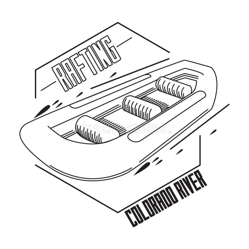 Rafting Colarado River Label. Vector Illustration Decorative Design ...