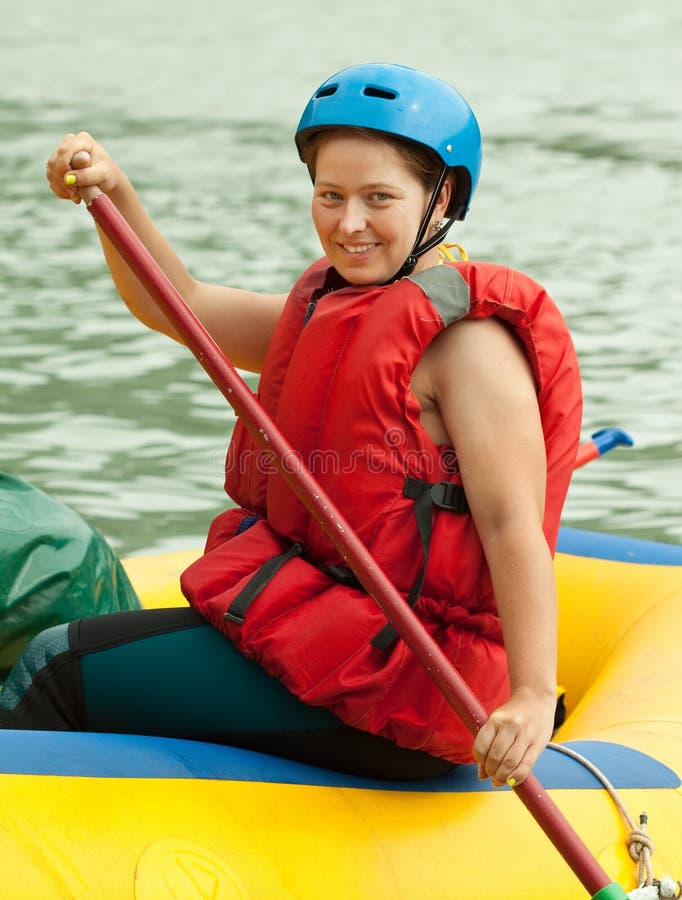 Red Rafting Team on Whitewater Stock Image - Image of dangerous, flow ...