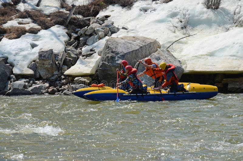 Rafting Team Float Down the Irkut River Editorial Photography - Image ...