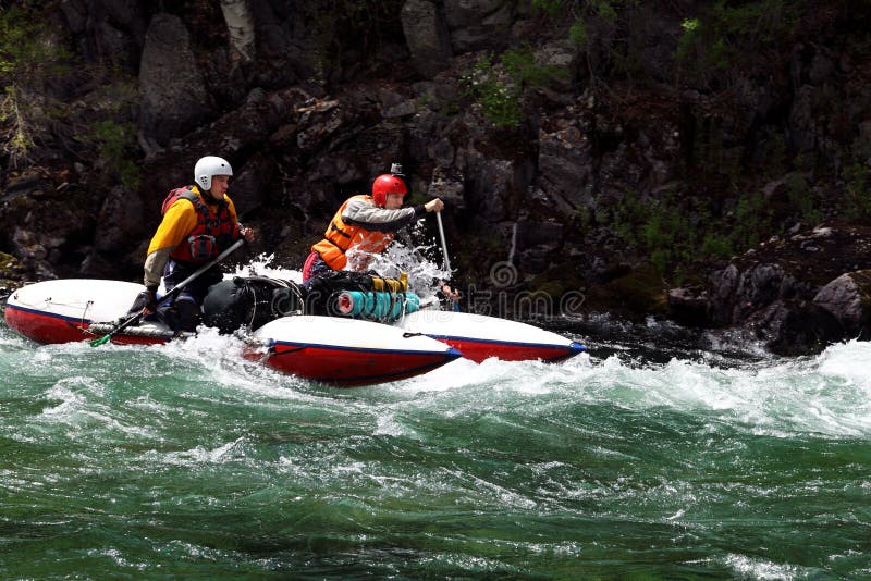 Rafting on Dangerous Mountain River Stock Photo - Image of edge ...