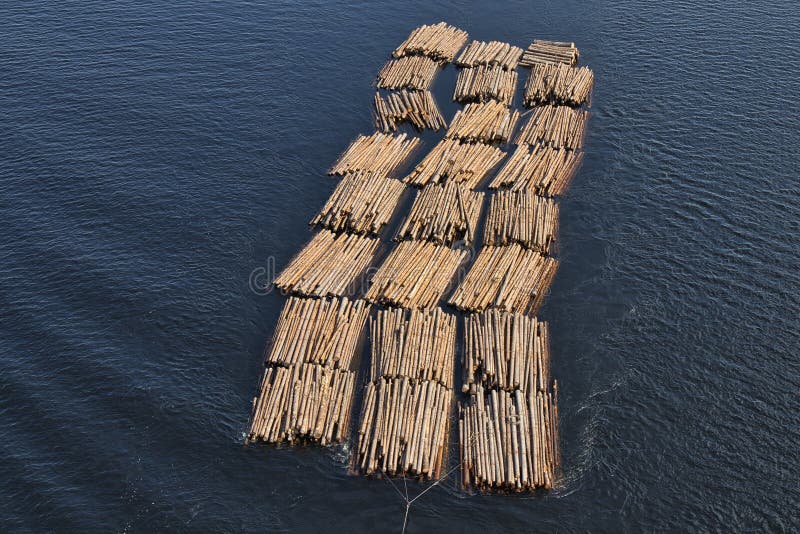 Rafts of lumber stock image. Image of pulling, floating - 254549983