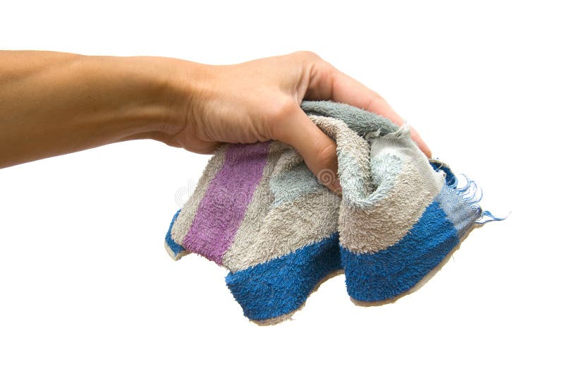 Handing Hold Blue Dirty Cloth Rag Wiping Cleaning Stock Photo - Image ...