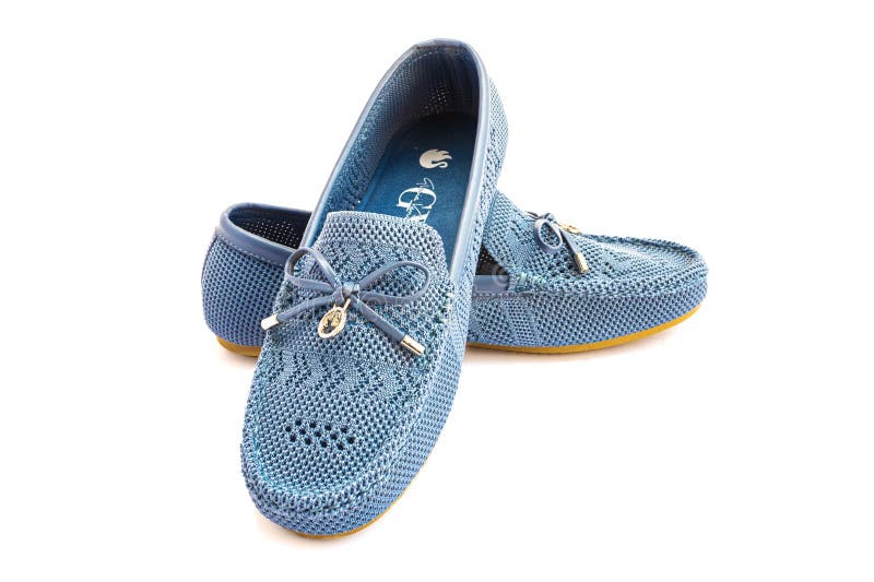 Rag Blue Summer Shoes with Flat Soles. Isolated on White Editorial ...