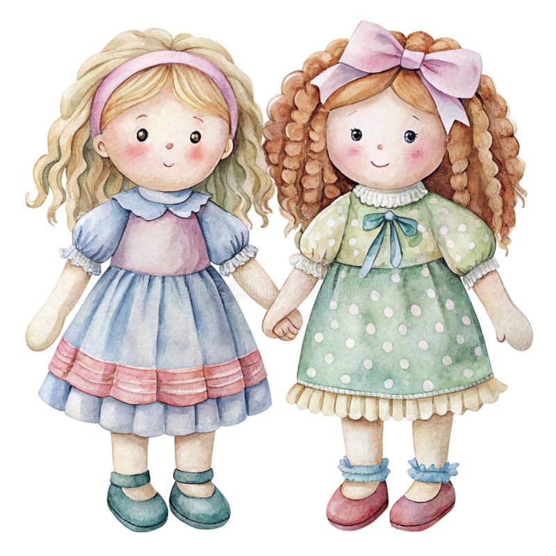Rag Doll Clipart Watercolor Stock Vector - Illustration of culture ...