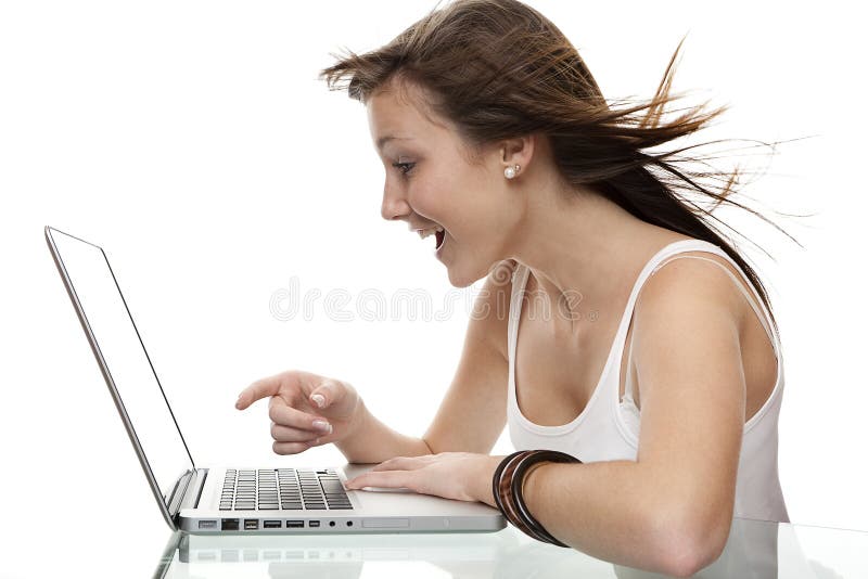 Ragazza con laptop fotografia stock. Immagine di collegare - 8786146