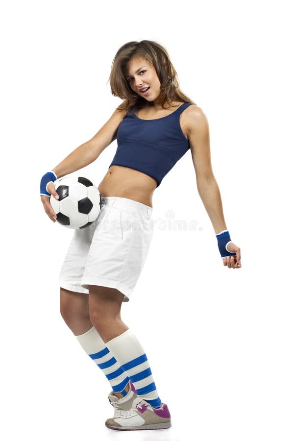 Ragazza Sexy Con Pallone Da Calcio Fotografia Stock Immagine Di
