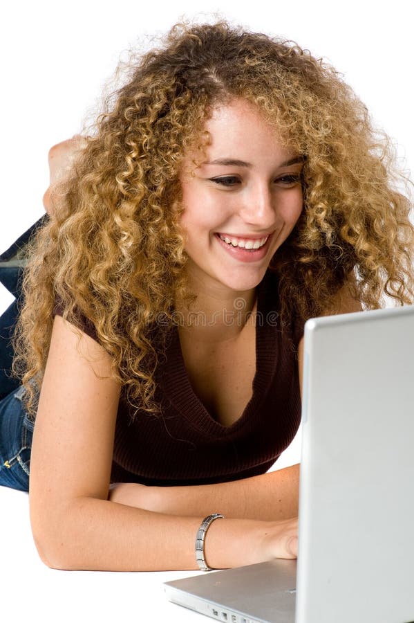 Ragazza con Laptop 1 fotografia stock. Immagine di sicuro - 334438