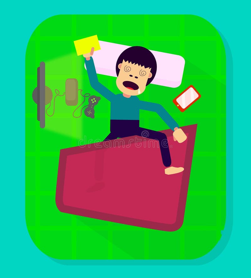 Ragazzo pigro illustrazione vettoriale. Illustrazione di camera - 83547185