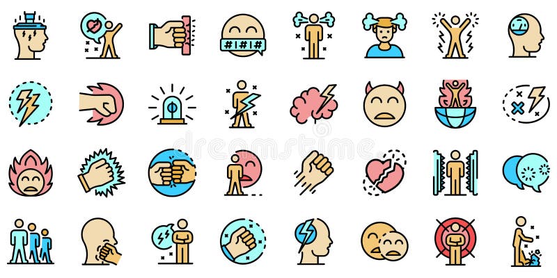 Rage icons set vector flat stock vector. Illustration of flat - 193920751