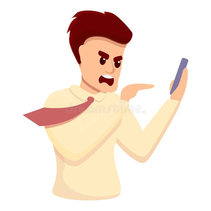 Rage Man Smartphone Icon, Cartoon Style Stock Vector - Illustration of ...