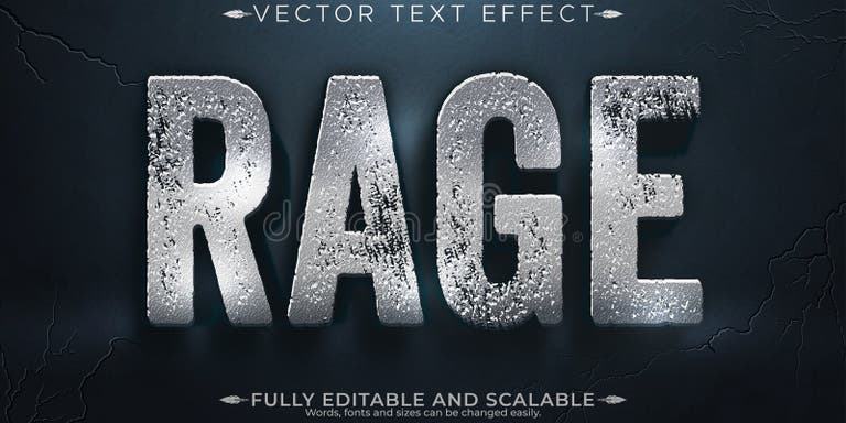 Rage Metallic Editable Text Effect, Monster and Scary Text Style Stock ...