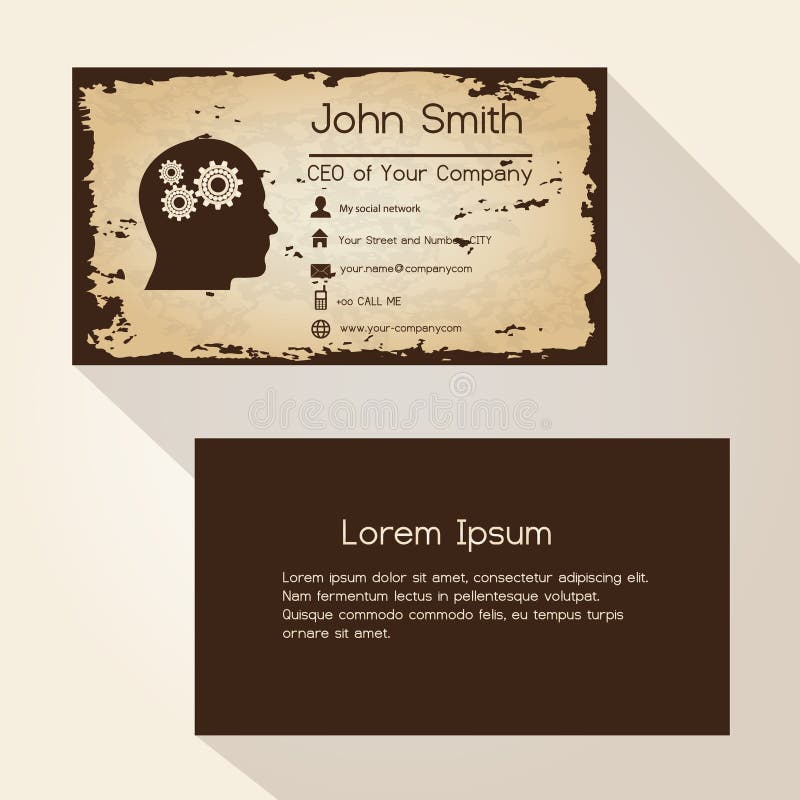 Ragged Edges Old Paper Brown Business Card Design Eps10 Stock Vector ...