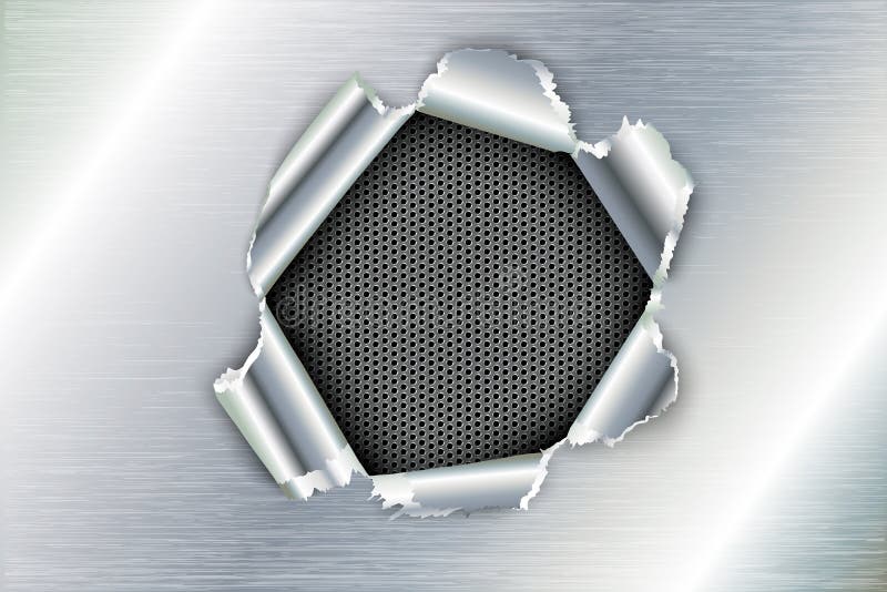 Cut a hole in the metal stock vector. Illustration of slashed - 41383690