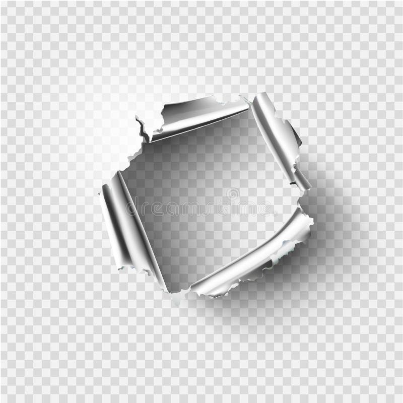 Hole Torn in Ripped Paper on Transparent Stock Illustration ...