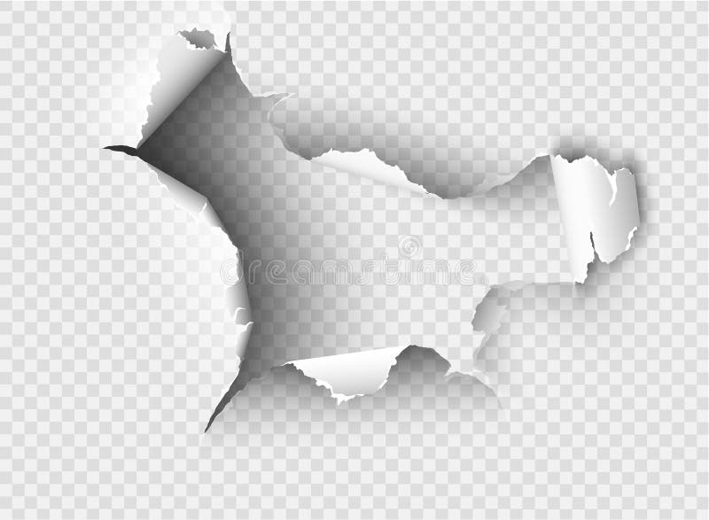 Ragged Hole Torn in Ripped Paper on Transparent Background Stock Vector ...